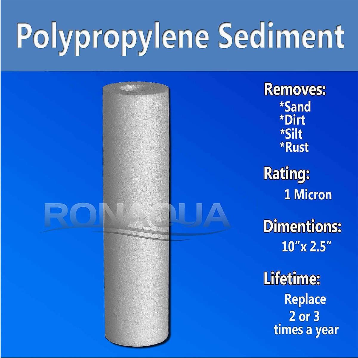 Pack of 25-1 micron 10"x 2.5" Sediment Filter Cartridges Remove Sediment, Slid, Rust WELL-MATCHED with P5, AP110, WFPFC5002, CFS110, RS14, WHKF-GD05