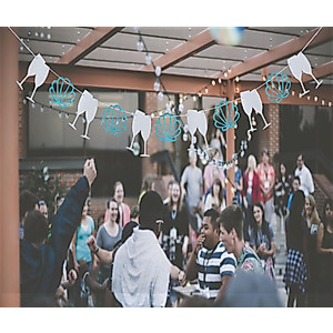 UOREND Glitter Last Toast On The Coast Bachelorette Party Banner,Beach Themed Birthday Party Decorations,Champagne Party Decor,Drunk In Love Bachelorette Party Decorations，Tropical Coastal Bach Party Decor,Engagement Wedding Bridal Shower Garland Bunting