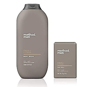 Method Men's - Cedar + Cypress Body Wash 18 Ounce & Cedar + Cyprus Bar Soap - Set of 2