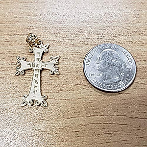 LA BLINGZ 14K Yellow Gold Armenian Reversible Cross Pendant