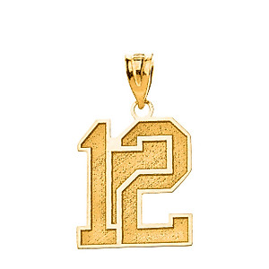 Certified 14k Yellow Gold Personalized Sports Charm Jersey Two Digits Number and Name Charm Pendant