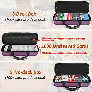 CDBXPRG 1000 Trading Card Box for Several Games, Sports Card Travel Organizer, Purple Case