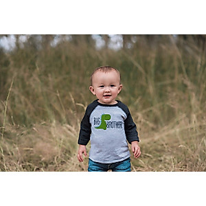 7 ate 9 Apparel Boy's Dinosaur Big Brother Grey Baseball Shirt T-Shirt 18 Months
