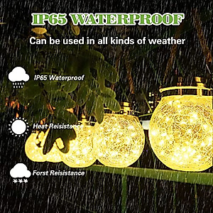 Solar Lantern, YIKZART Patio Decor Outdoor Lanterns with 50 LED, Outdoor Hanging Waterproof Solar Cracked Glass Ball Warm Lights Decorations for Yard Garden Patio Deck Lawn Fence 1 Pack