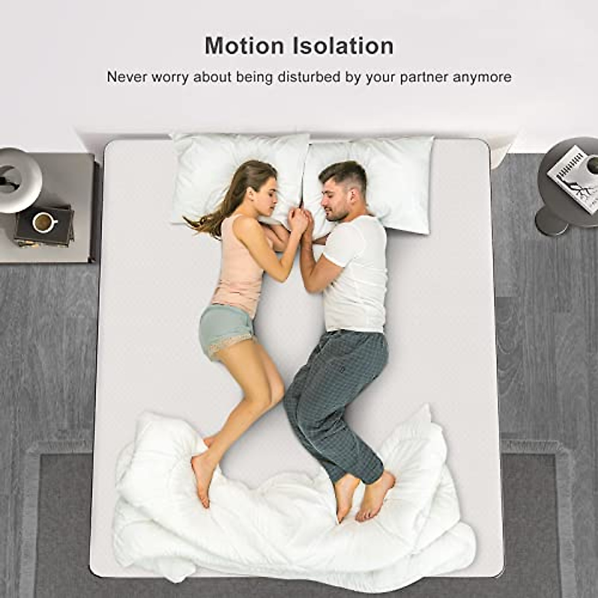 IYEE NATURE King Size Mattress, 10 Inch Cooling-Gel Memory Foam Mattress Bed in a Box, Supportive & Pressure Relief with Breathable Soft Fabric Cover, Medium Firm Feel,Black