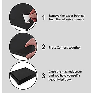 5 Pack Black Hard Gift Box with Magnetic Closure Lid 5.5"x7.25"x1.625 Rectangle Boxes For Gifts With Black Glossy Finish (Black, 5 Pack)