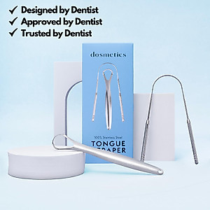 DOSMETICS - Tongue Scraper Variety Pack 100% Medical Grade Stainless Steel Spoon and U shaped Tongue Scrapers for Adult and Kids, Easy To Use, For Oral Care & Hygiene