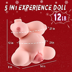 Unszz 12lb Adult Sex Dolls Prolapse of Uterus Masturbator for Male with 4 Holes Female Torso Lifelike Adult Toys with Vaginal Anal Breast Realistic Pussy Pregnant Woman Pluggable Nipple Sex toy