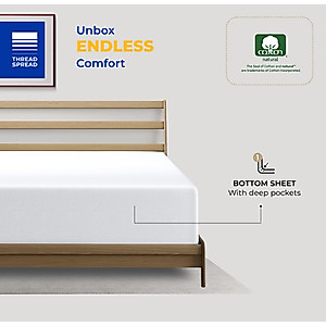 THREAD SPREAD Twin XL Fitted Sheet Only - 100% Egyptian Cotton 600 Thread Count 16" Deep Pocket White Fitted Sheet Twin XL, Soft Cooling Sateen Elastic Bottom Sheet, Fits College Dorm Mattress, Teens