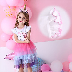 VIKITA Girls Summer Cute Princess Sundress Short Sleeve Casual Polyester Dress SH4590 5-6 Years