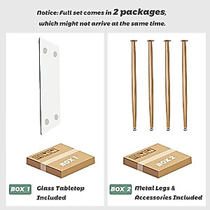 Tangkula Glass Dining Table, Modern Rectangular Table with Spacious Tempered Glass Tabletop & Wood Grain Steel Legs, Simplistic Kitchen Table, 51 x 27.5 x 29.5 Inch, Versatile Table for Home Office