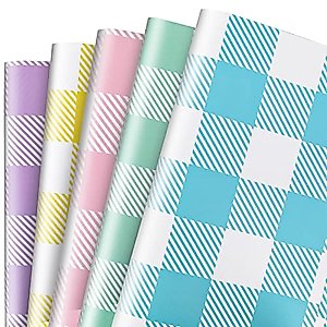 Whaline 15 Sheet Plaid Gift Wrapping Paper 5 Colors Buffalo Plaid Wrapping Sheet Plaid Decorative Art DIY Craft Paper for Spring Summer Easter Celebration Gift Packing, 19.7 x 27.6 Inch