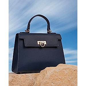 Levantine "Layla women Top Handle Crossbody satchel shoulder handbag (Dark Blue)