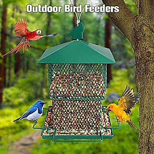 Decflow Bird Feeders for Outside, 6.5lb Large Capacity Metal Bird Feeder for Outdoors Hanging, Chew-Proof and Water Resistant Wild Bird feeders Garden Decoration Yard for Bird Watchers