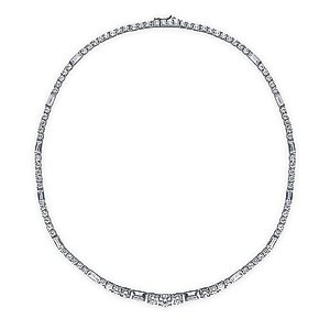 BERRICLE Sterling Silver Cubic Zirconia CZ Fashion Tennis Necklace for Women, Rhodium Plated 16"