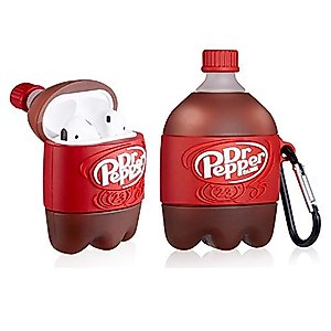 JoySolar for Airpod 1&2 Case, Cute Cartoon 3D Soft Silicone Air Pods Funny Cover, Kawaii Fun Cool Keychain Design Shell, Drink Fashion Stylish Girls Kids Teens Women Cases for Airpods (Red Pepper)