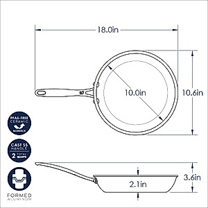 Nordic Ware Basalt Aluminum Saute Skillet, 10-Inch, Ceramic Coating