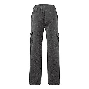 Men's Cargo Joggers Sweatpants Fleece Active Athletic Workout Jogger Sweatpants Loose Fit Drawstring Joggers Gym Running Pants Stretch Trousers Casual Pants with Multi Pockets Today