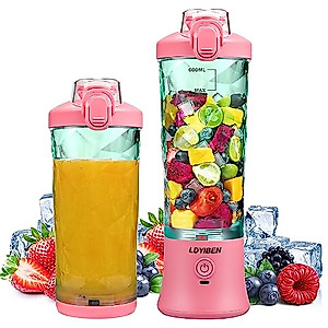 Portable Blender, Personal Size Blender for Shakes and Smoothies with 6 Blades Mini Blender 20 Oz for Kitchen,Home,Travel (pink)