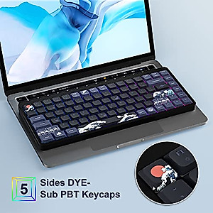 COSTOM L75 Low Profile Mechanical Keyboard, 75% Wireless Keyboard, Bluetooth/2.4Ghz/Wired Tri-Mode 84 Keys RGB Keyboard w/Durable Aluminum Frame Compatible with Mac Windows-Great Wave Off Kanagawa