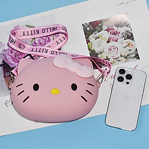 Kawaii Kitty Bag with Adjustable Shoulder Strap, Zipper Handbag Cute Kitty Coin Wallet Purse Shoulder Bag, Coin Pouch for Gifts Women Birthday - Pink