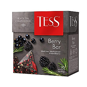 Tess Berry Bar Black Tea Composition Blackcurrant and Blackberry Leaf Tea in 20 Pyramid Sachets