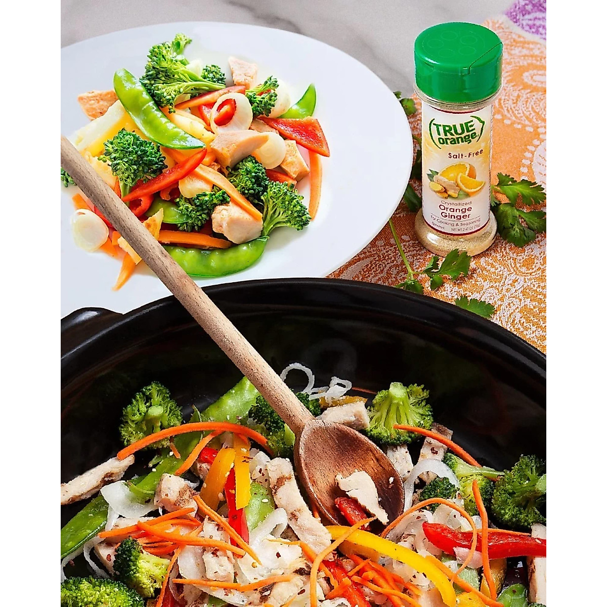 True Citrus True Orange Ginger Spice Blend, 2.47 oz Shaker with By The Cup Swivel Spoons