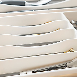 Silverware Drawer Organizer, Non Slip Utensil Tray, Kitchen Drawer Organizer, 6 Compartment Flatware Cutlery Organizer