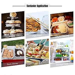 LUCKMETA 9'' Inch Round Tin Foil Pans Disposable Aluminum Pans with Clear Lids (60 Pack), Freezer & Oven Safe - For Baking, Cooking, Storage, Roasting, & Reheating, Recyclable, Pack of 60