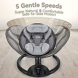 Papablic Baby Swing, Bluetooth Portable Swing for Infants with 5 Natural Sway Speeds and 3 Recline Positions, Unique Breathable System, Remote Control