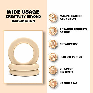 WUUDAR 20Pcs Wooden Rings for Crafts, 55mm - Smooth Unfinished Macrame Rings – Durable & Lightweight Wood Rings for Jewelry, DIY Making, Crafts & Home Decor