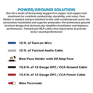 Scosche Install Centric ICAK12 True 12 Gauge Hybrid OFC 2-Channel High Current Amplifier Wiring Kit Accessory Installation Wiring Kit for Boat, Motorcycles, ATV’s and UTV’s