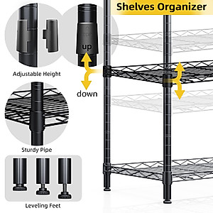 SsngygHme 3 Tier Shelves Storage, Wire Shelf Unit, Standing Adjustable Metal Shelves Organizer, Storage Racks for Restaurant Garage Pantry Kitchen Garage（Medium，11.8" W x 21.5" L x 35.5" H）