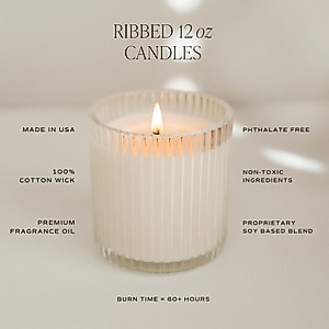 Sweet Water Decor Hello Fall Candle - Candle Fall Scents with Cider, Cinnamon, Cloves and Nutmeg for Home - Fall Soy Candles with 60 Hours Burn Time - 11Oz Clear Fluted Ribbed Jar Soy Fall Candle