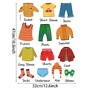 Bamsod Clothing Label Wardrobe Classification Tips Storage Organizing Decals Kids Drawer Decor Sticker (Boys)