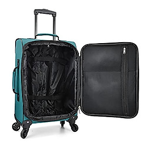 U.S. Traveler Rugged Fabric Expandable Carry-on Luggage Set, Teal, 4 Wheel