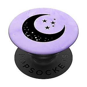 Crescent Moon With Stars On Purple Background PopSockets Swappable PopGrip