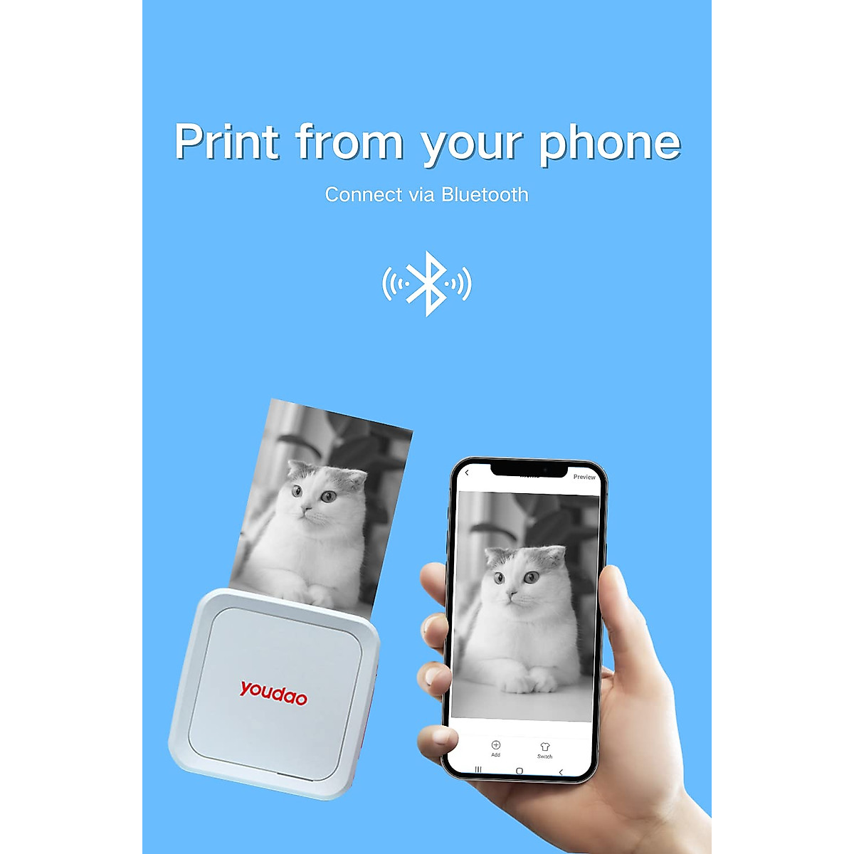 YOUDAO Pocket Printer | Portable Mini Bluetooth Thermal Printer | Photo Printer, Sticker Maker, Cute Notes Printer Compatible with iOS & Android | Journaling, Scrapbooking, Note Taking, Gifts, More