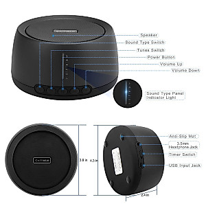 Sound Machine for Baby Sleeping, Exmate Noise Machine for Office Privacy with 30 Non-Looping HiFi Soothing Sound, Memory Function and Timer Sound Machine for Adult Kid Home Office Travel