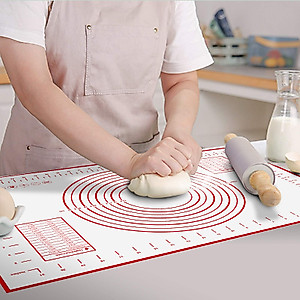 KUFUNG Silicone Baking Mats Non-Slip Pastry Mat Countertop Protector Fondant Mat for Rolling Dough Pie Crust Pizza and Cookies (24 x 16 Inch, Red)