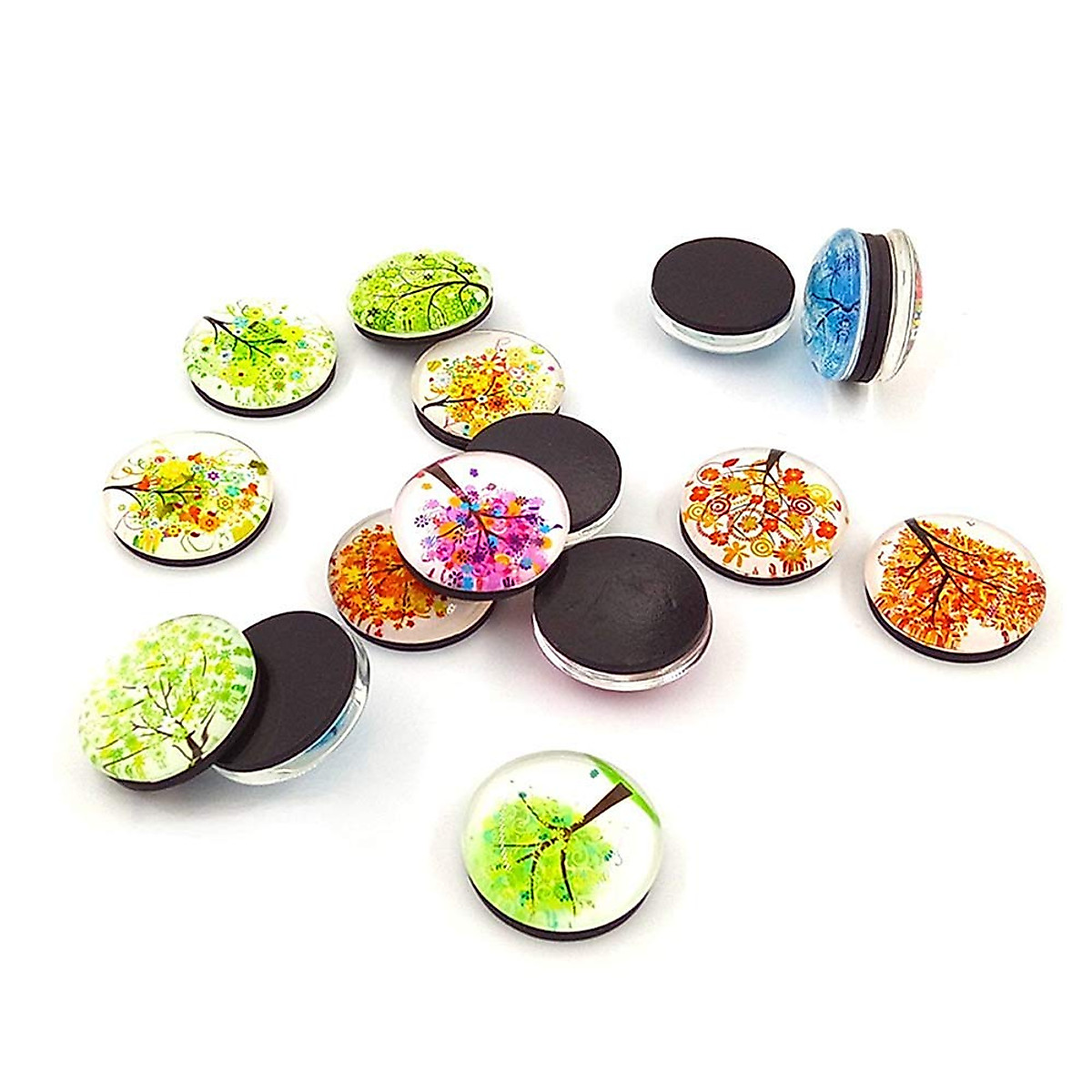 50 Beautiful Glass Refrigerator Magnets, Pretty Tree Fridge Magnets Small Magnets for Map Refrigerator Cabinet Whiteboard 0.7"