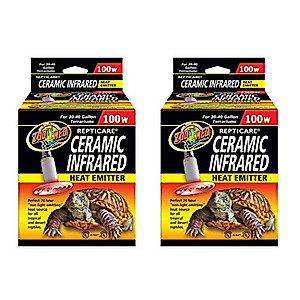 Zoo Med 2 Pack of ReptiCare Ceramic Infrared Heat Emitters, 100 Watt, for 30 to 40 Gallon Terrariums