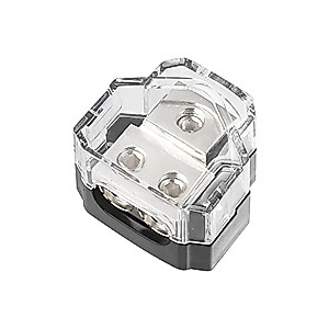 X AUTOHAUX 2pcs 0/2/4 Gauge in 4/8 Gauge Out 2 Way Stereo AMP Power Ground Distribution Block for Car Audio Splitter Silver Tone