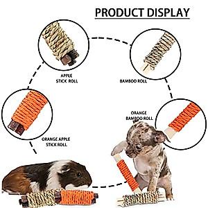 VCZONE Rabbit Chew Toys, Pet Bunny Tooth Chew Toys Organic Natural Apple Wood Grass Cake Ideal for Bunny, Chinchilla, Guinea Pigs, Hamsters Teeth Grinding (12 Pack)