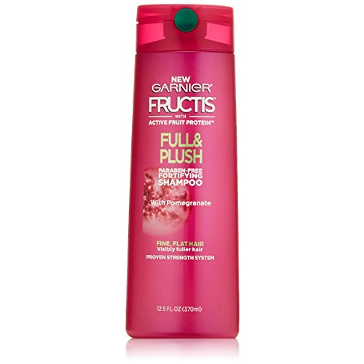 Garnier Fructis Full and Plush Volumizing Shampoo For Oily, Flat, Fine Hair, Made with Active Fruit Protein for Fuller and Healthy Hair, Vegan and Cruelty Free, 12.5 Fl Oz (370 ml)