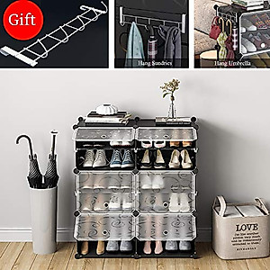 KOUSI Portable Shoe Rack Organizer 72 Pair Tower Shelf Storage Cabinet Stand Expandable for Heels, Boots, Slippers， Transparent Door