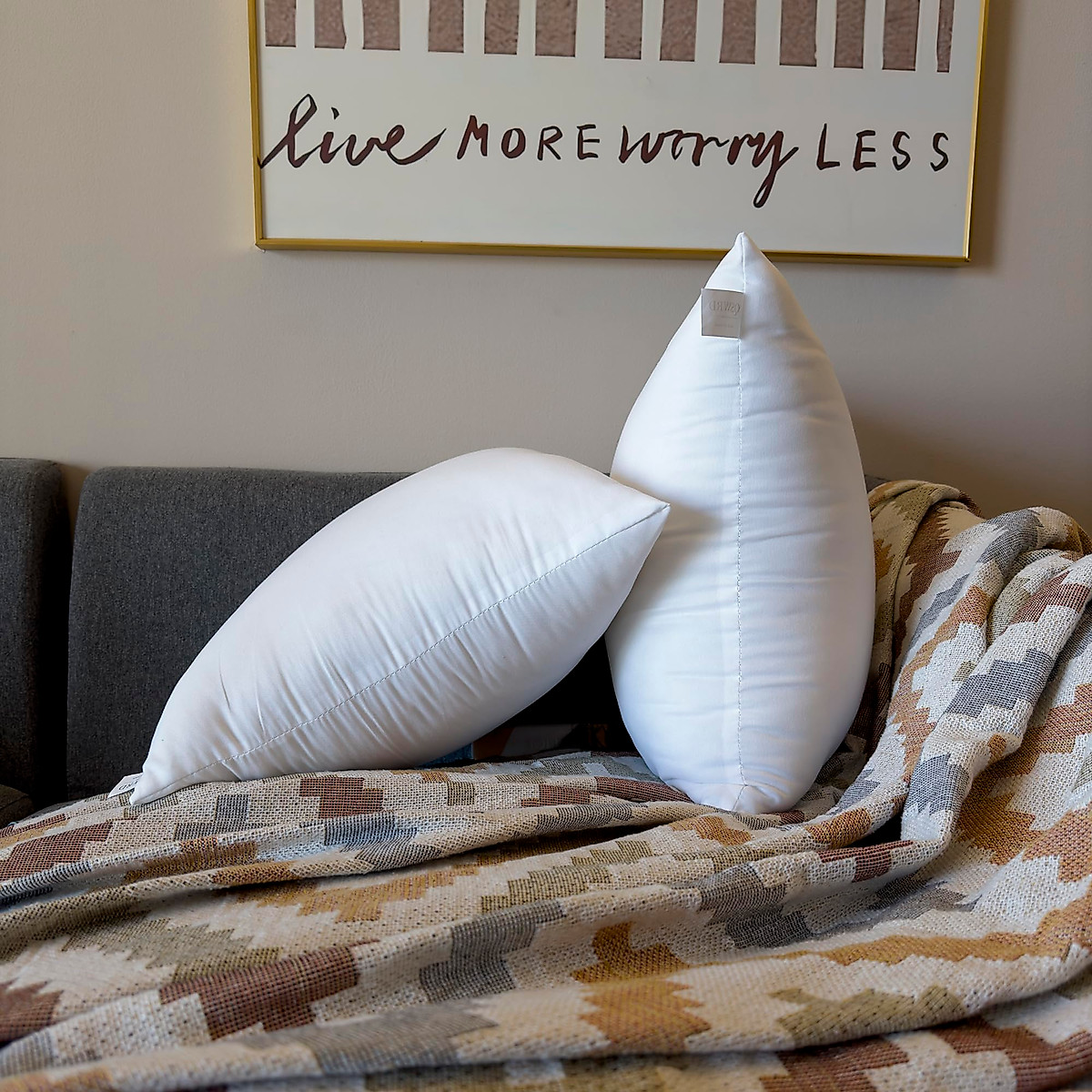 QSWRD 20 x 20 Outdoor Pillow Inserts Pack of 4 Large Throw Pillow Inserts Waterproof Patio Furniture Pillows Decorative Porch Couch Pillows Premium White Square Sofa Cushion Sham Stuffer