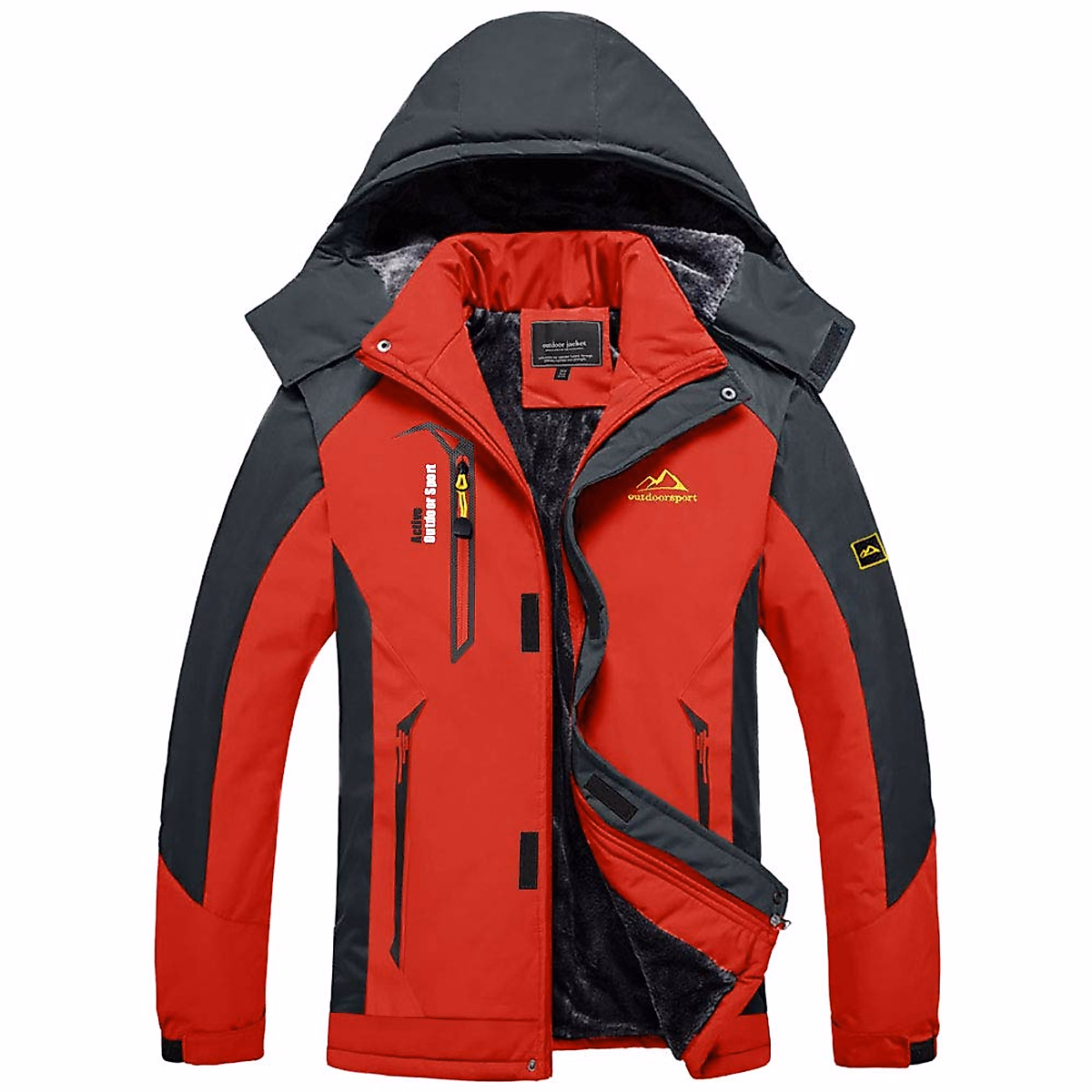 BIYLACLESEN Outdoor Jacket Winter Warm Jacket Hiking Jacket Camping Jackets Snow Jacket Ski Jacket With Hood Fleece Jacket Anorak Jacket