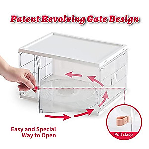 3 Pack Shoe Box Clear Plastic Stackable, Drop Side Sneaker Storage Box Revolving for Sneakerhead, Transparent Acrylic Shoe Display Case for Size 13 White