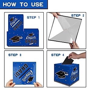 Gatherfun Graduation Party Decorations Graduation Box Graduation Card Box for Graduation Gift Graduation Party Favors Decor Party Supplies Blue
